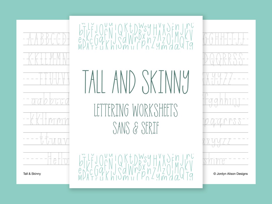 Tall and Skinny Lettering Worksheets, Monoline Hand Lettering ...