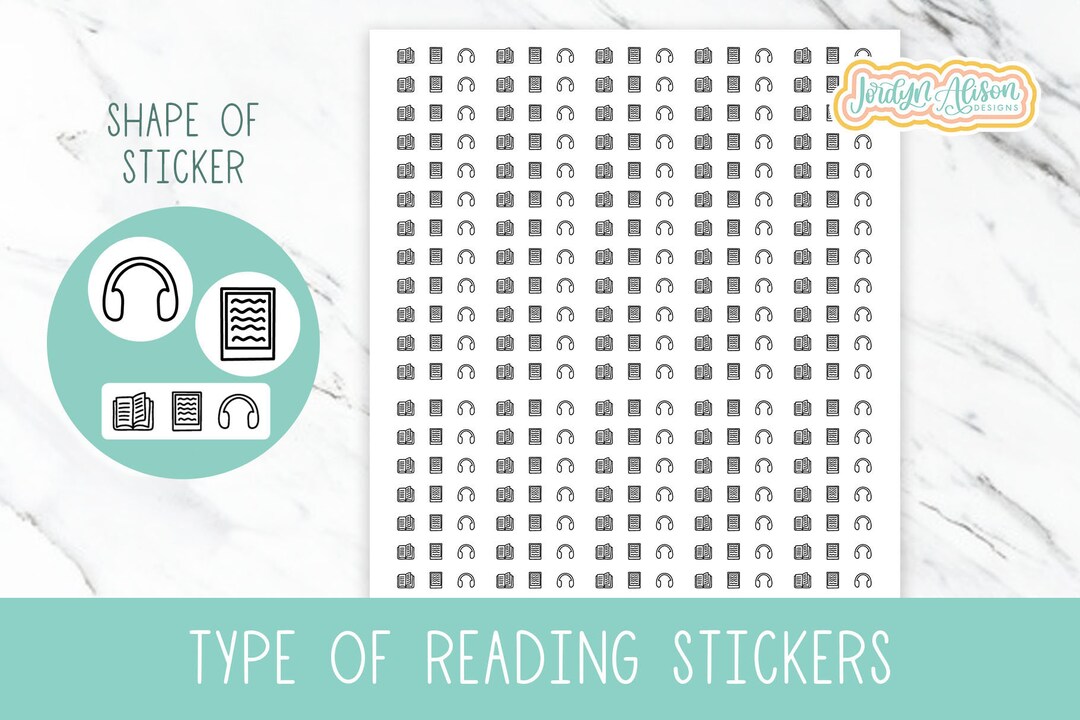 Reading Type Stickers, Reading Journal Sticker, Bookish Stickers, Print ...