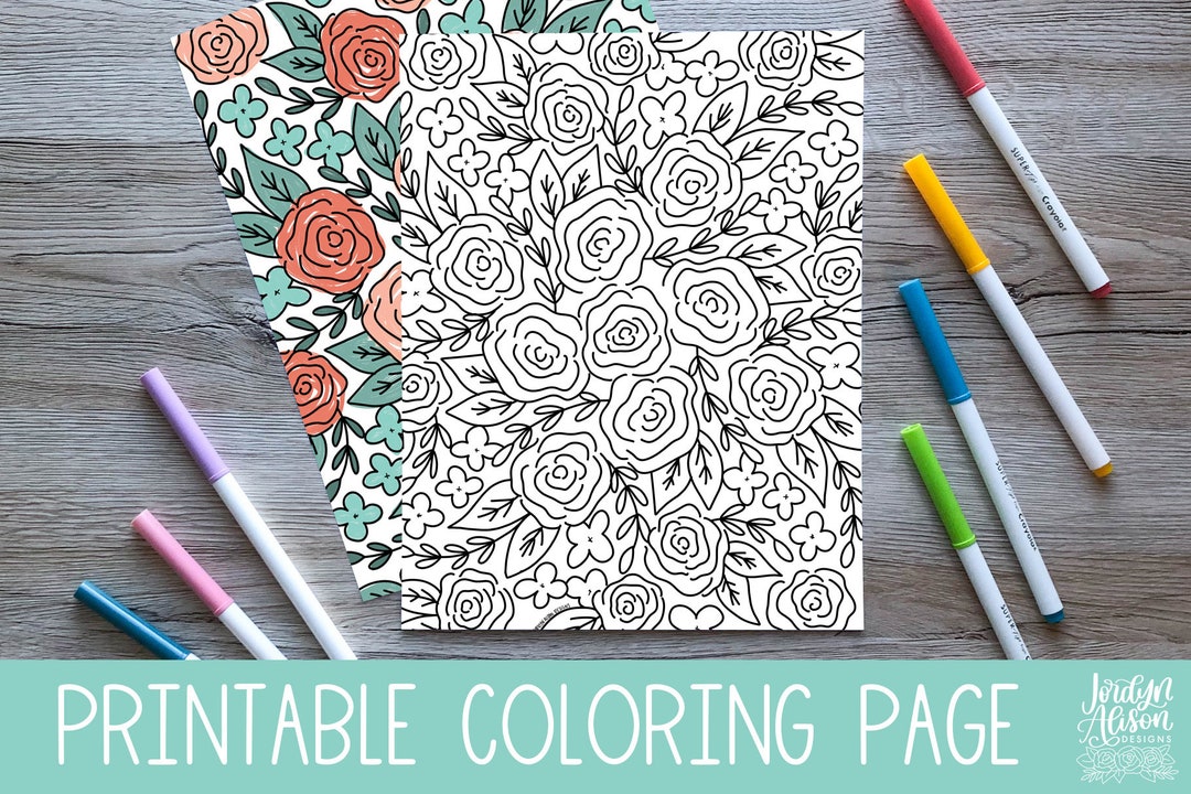 Roses Printable Coloring Pages, Adult Coloring, Coloring Pages for ...
