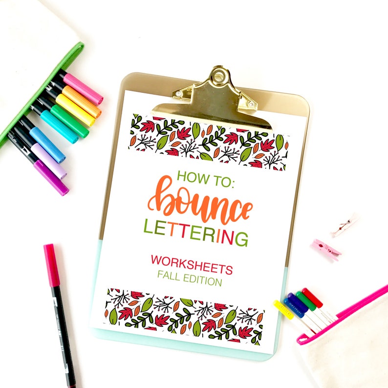 Bounce Lettering Worksheets Fall Edition Lettering - Etsy