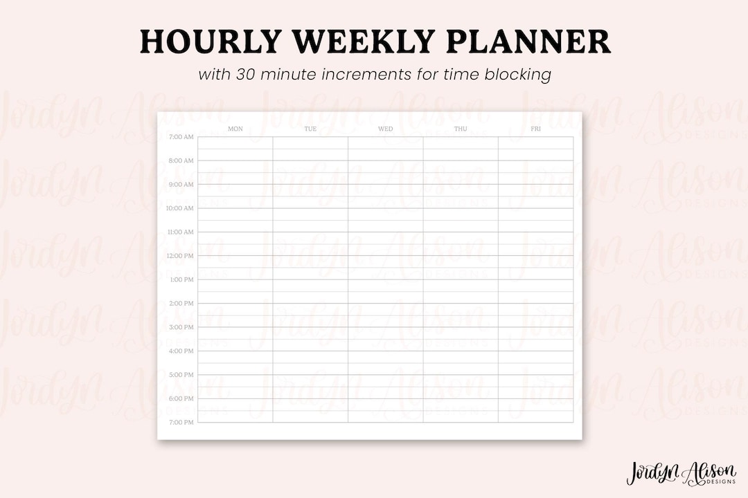 Hourly Weekly Planner | Simple Calendar, Printable Calendar Pages ...