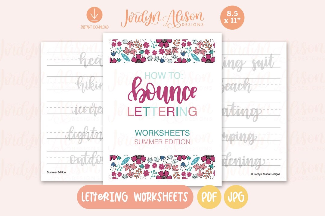 Bounce Lettering Worksheets, Summer Edition, Lettering Worksheets ...
