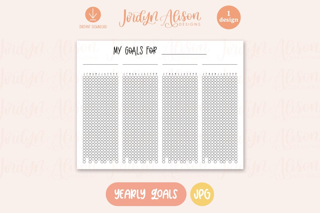 Yearly Habit Tracker, Instant Download, New Year's Resolutions, Planner ...