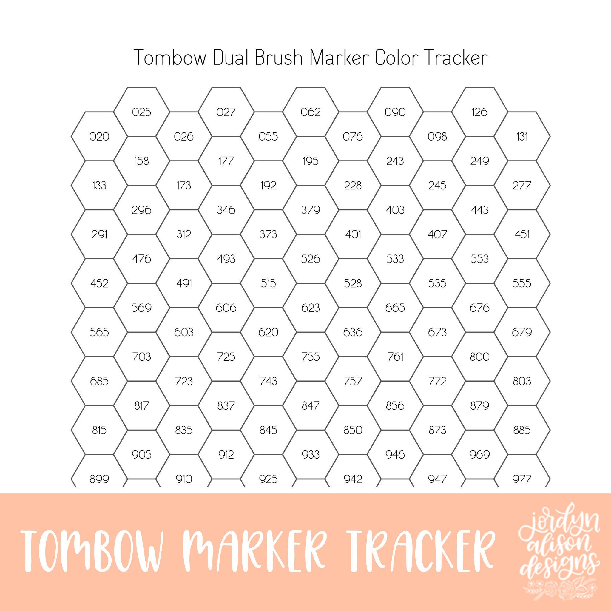 Tombow Dual Brush Marker Tracker Update to Include all 108 | Etsy
