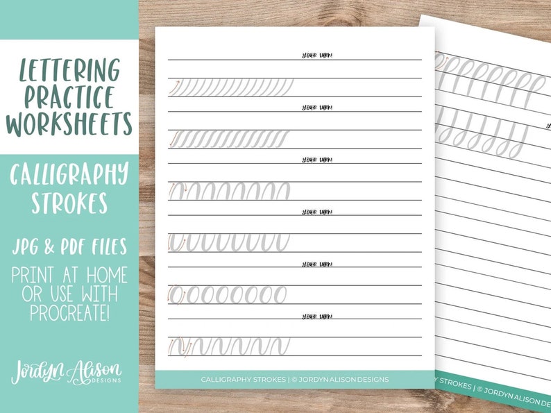 Calligraphy Strokes Lettering Practice Worksheets Hand - Etsy