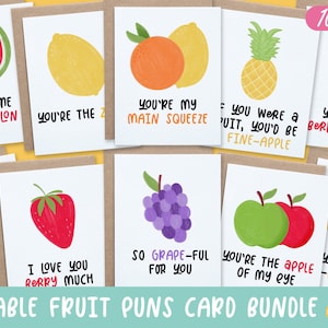 Printable Funny Fruit Pun Cards, Printable Everyday Card Bundle ...