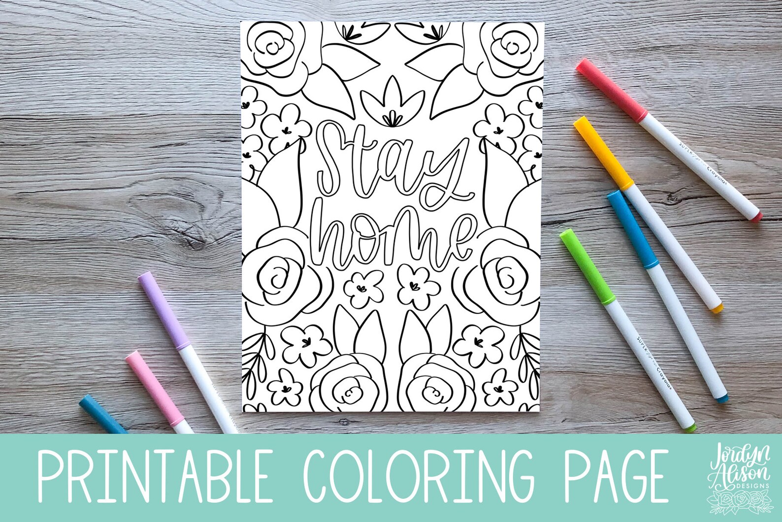 4 Printable Coloring Pages Stay Home Grateful Adult - Etsy