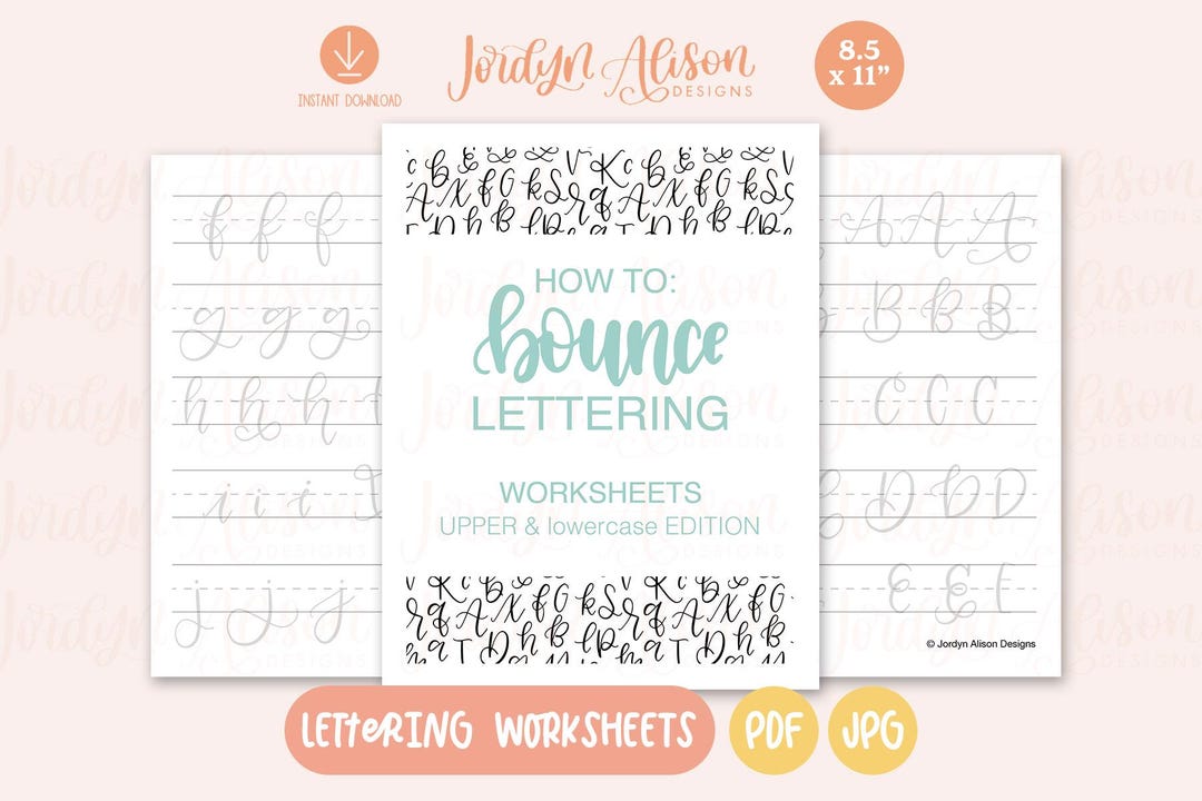 Bounce Lettering Worksheets, Alphabet Edition, Lettering Worksheets ...