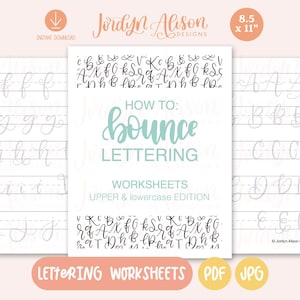 Bounce Lettering Worksheets, Alphabet Edition, Lettering Worksheets ...