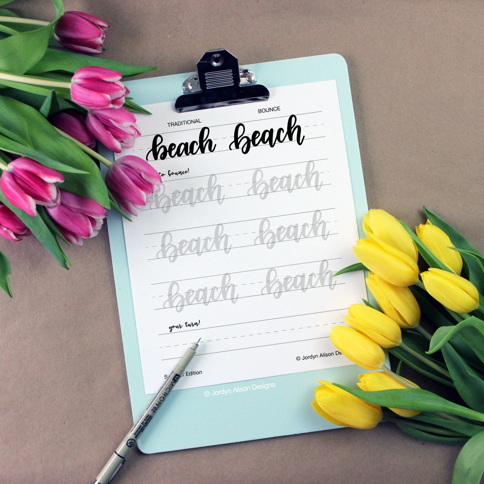 Bounce Lettering Worksheets Summer Edition Lettering - Etsy