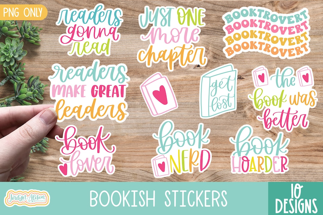Bookish Printable Stickers, Book Lover Png Stickers, Print Then Cut ...