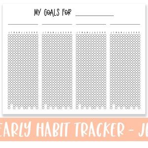 Yearly Habit Tracker, Instant Download, New Year's Resolutions, Planner ...