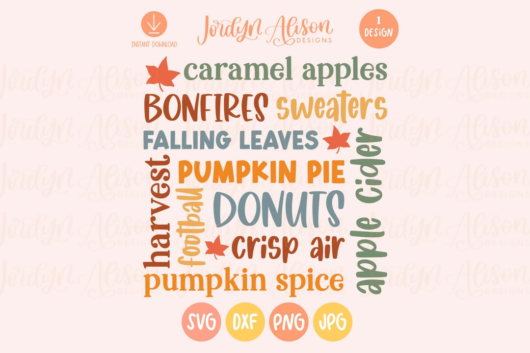Fall Subway Art Svg, Fall Word Collage Svg, Fall Things Svg, Fall Quote ...