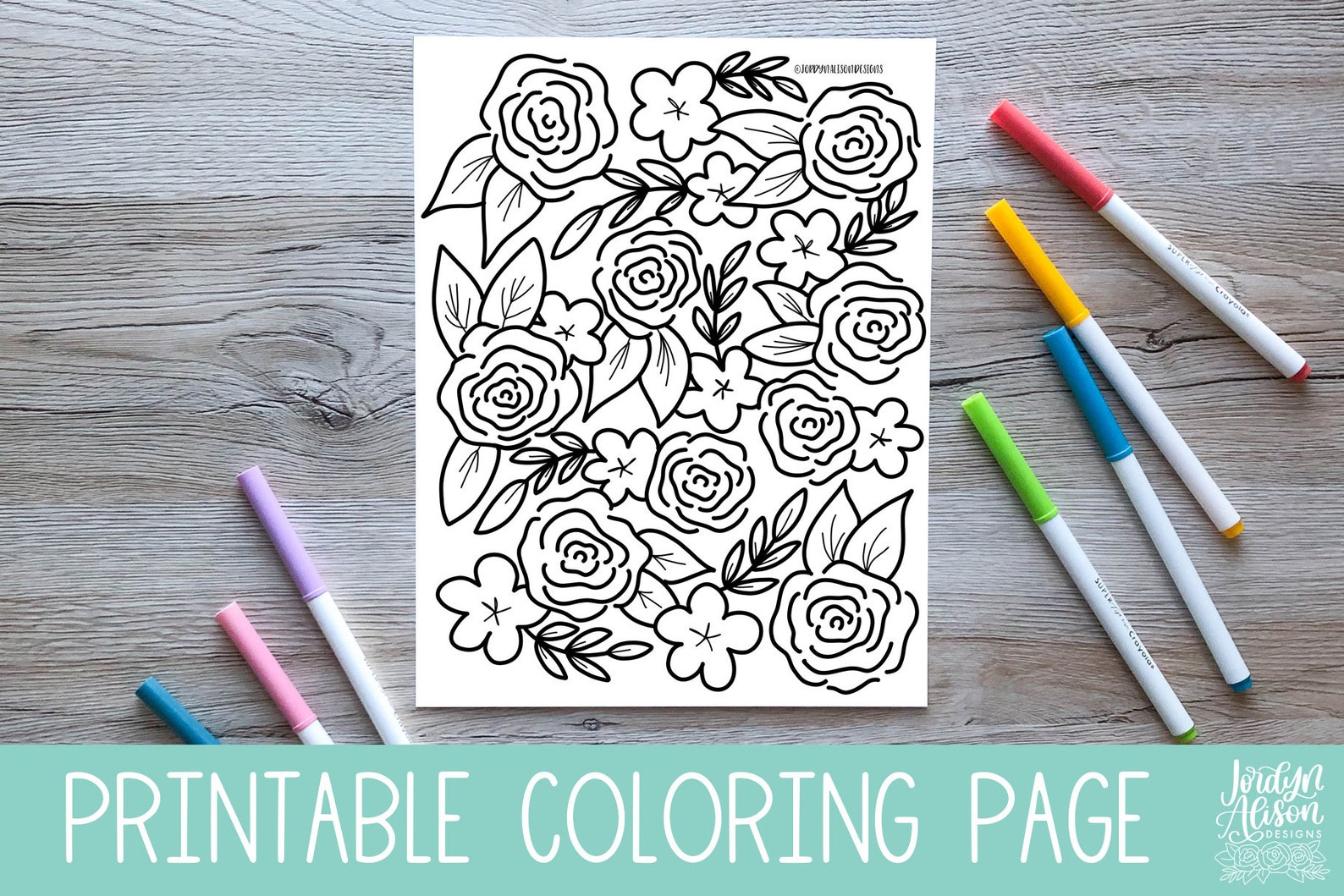 Spring Floral Printable Coloring Pages Adult Coloring | Etsy
