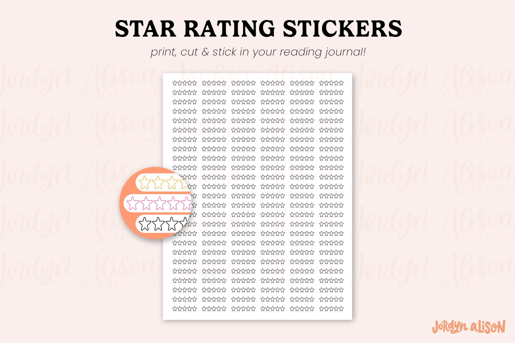 Star Rating Stickers, Reading Journal Sticker, Bookish Stickers, Print ...