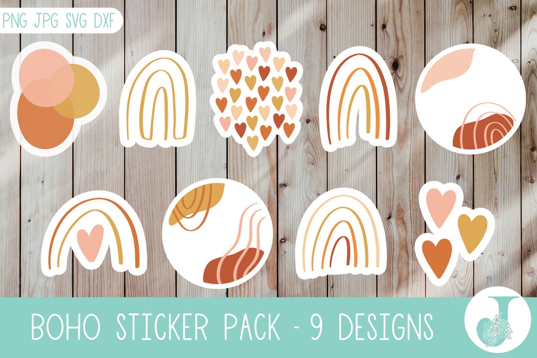 Boho Sticker Pack, Boho PNG Stickers, Printable Stickers, Print Then ...