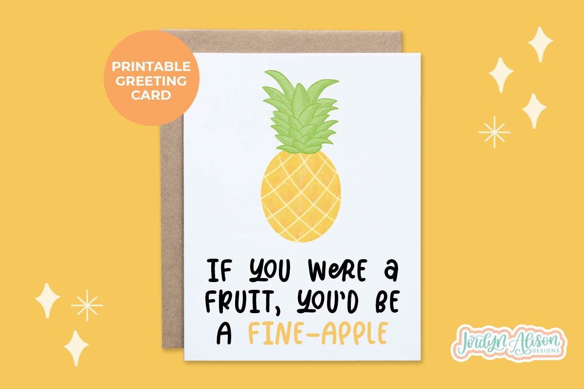 Printable Funny Fruit Pun Cards, Printable Everyday Card Bundle ...
