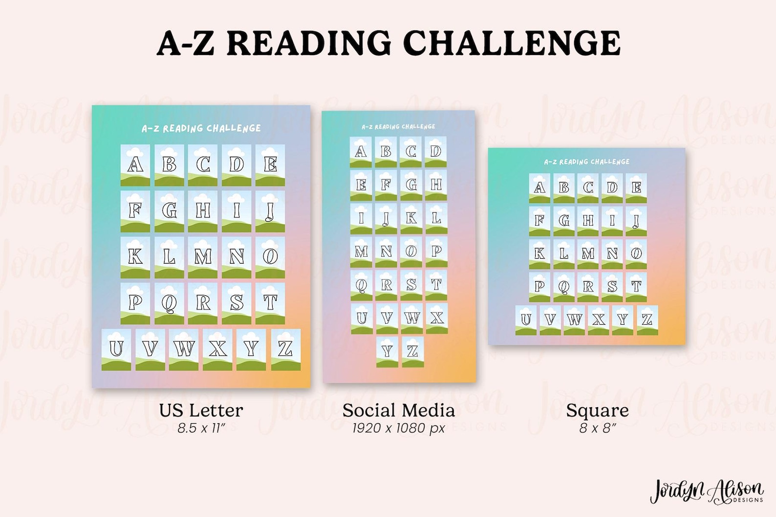 A-Z Reading Challenge Canva Template, Alphabet Reading Challenge ...