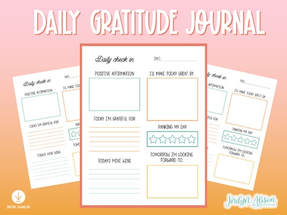 Daily Gratitude Journal Printable Instant Download Gratitude - Etsy