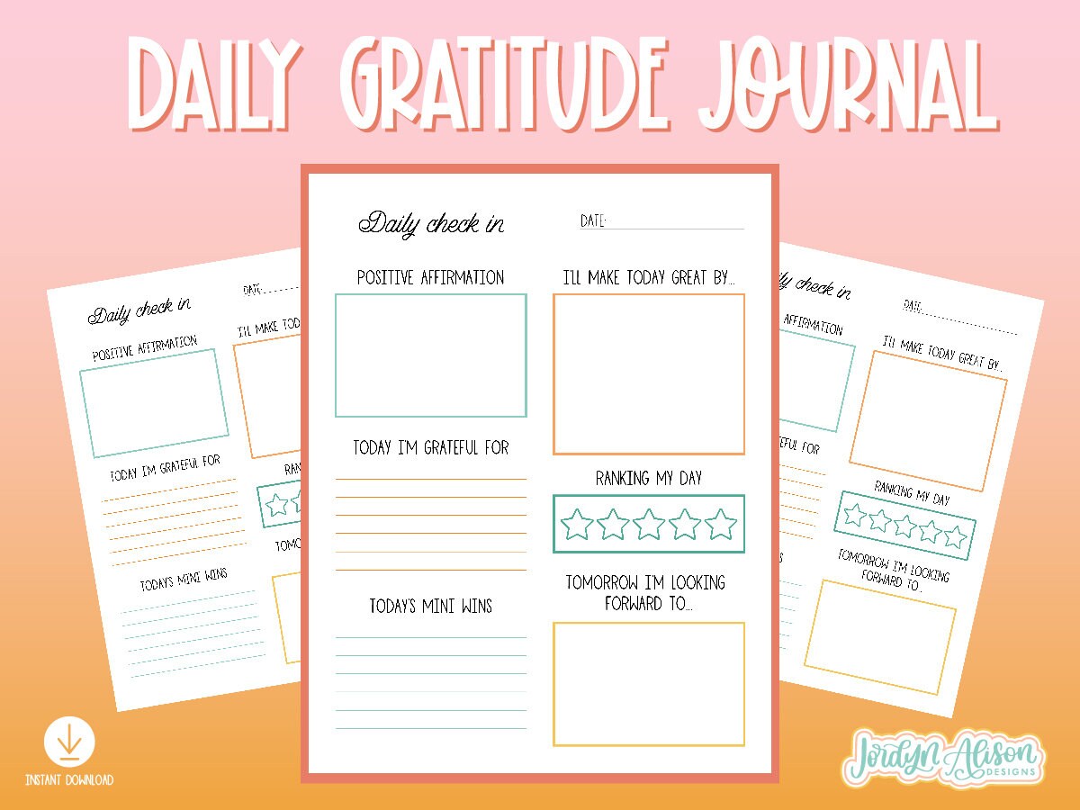 Daily Gratitude Journal Printable Instant Download Gratitude | Etsy