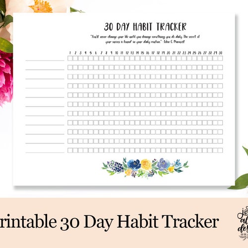 Printable 30 Day Habit Tracker Instant Download New - Etsy