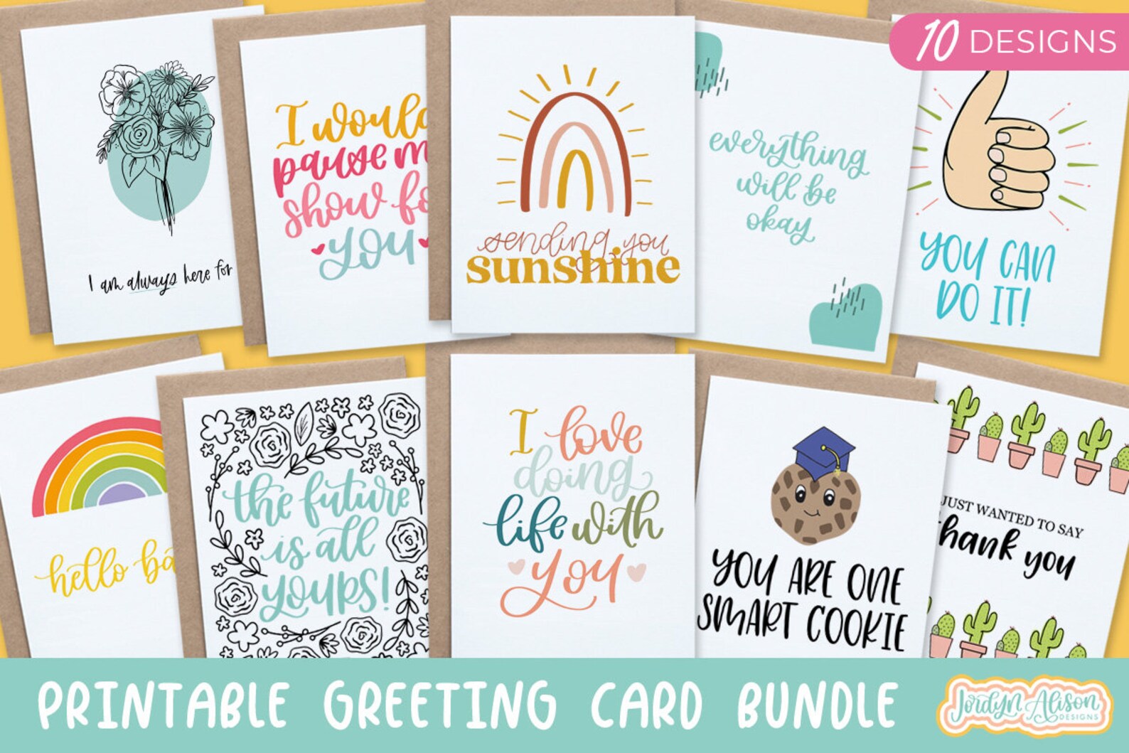 Printable Everyday Card Bundle, Printable Greeting Card, Printable ...