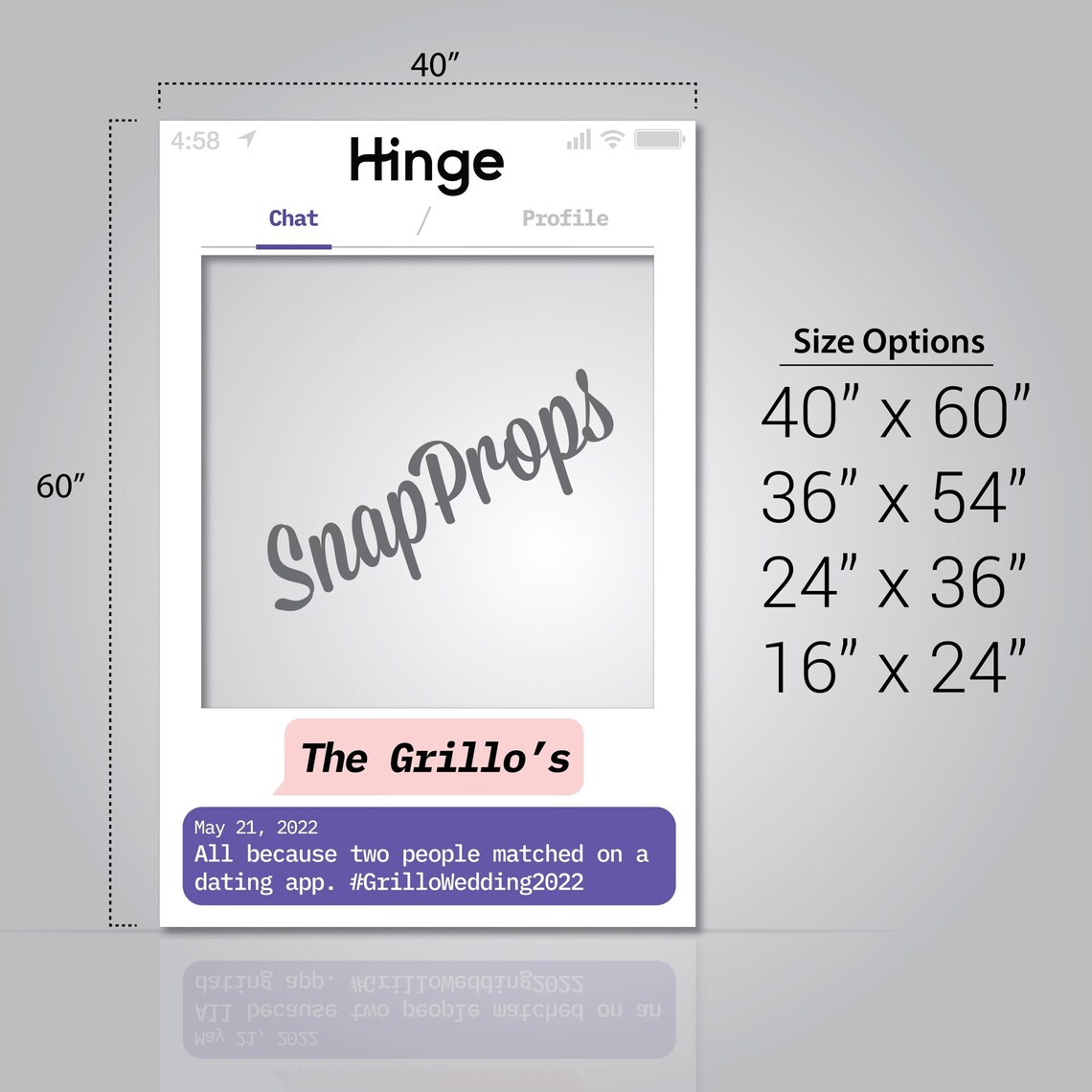 Personalized Hinge Style Photo Prop Frame - DIGITAL FILE - Valentines ...