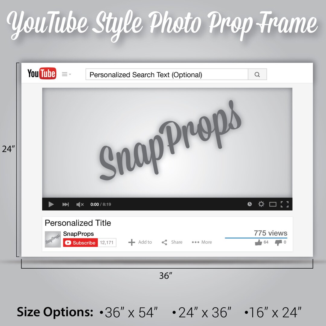 Personalized Youtube Photo Prop Frame DIGITAL FILE Be the Hit of Any ...