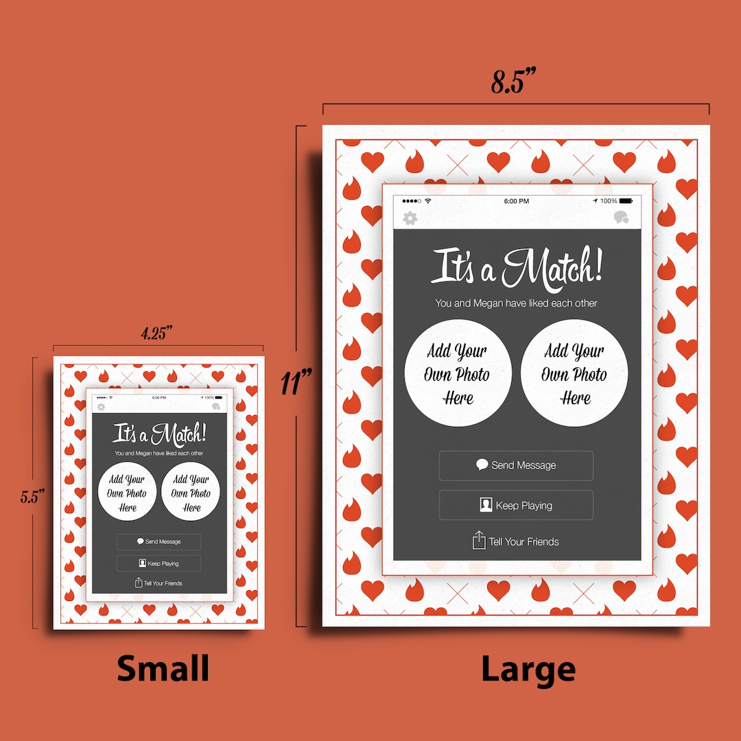 LARGE Personalized 'it's a Match!' Tinder Style Valentines Day ...