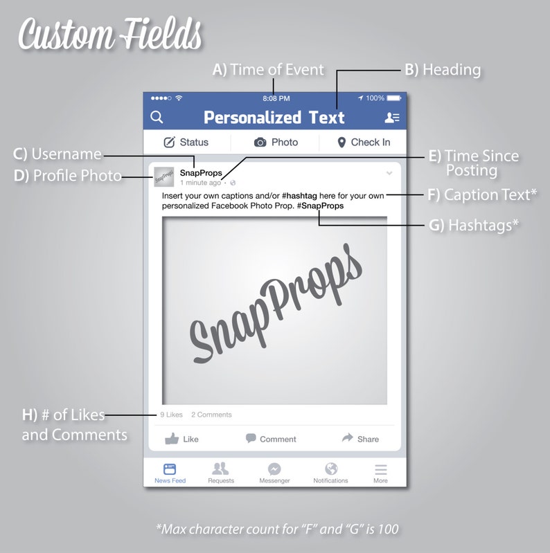 Personalized Facebook Style Prop Frame DIGITAL FILE - Perfect for All ...
