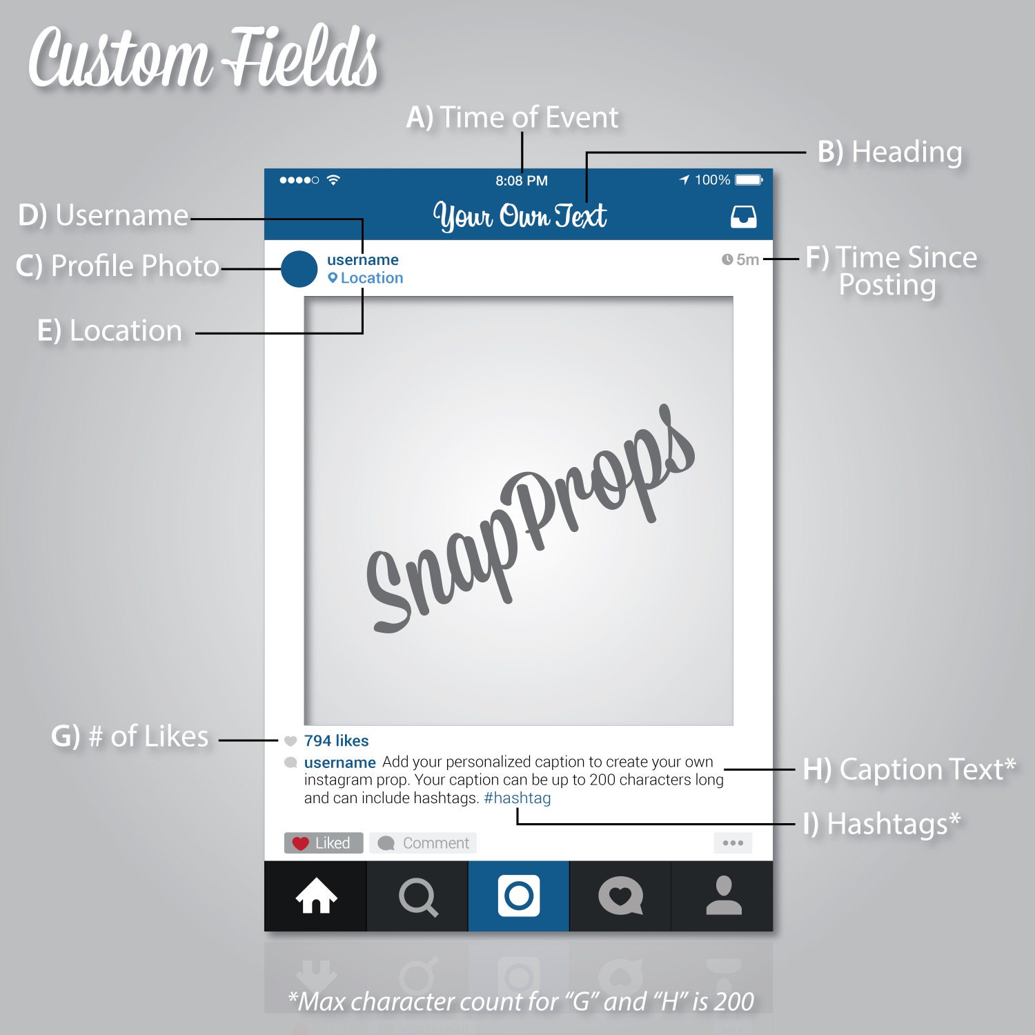 Personalized Instagram Style Prop Frame DIGITAL FILE Perfect - Etsy UK