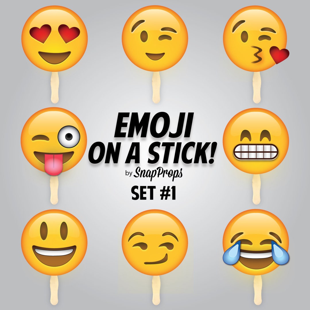 Emoji on a Stick Set 1 Smiley Emoji Party Photobooth Prop Large 8 Piece ...