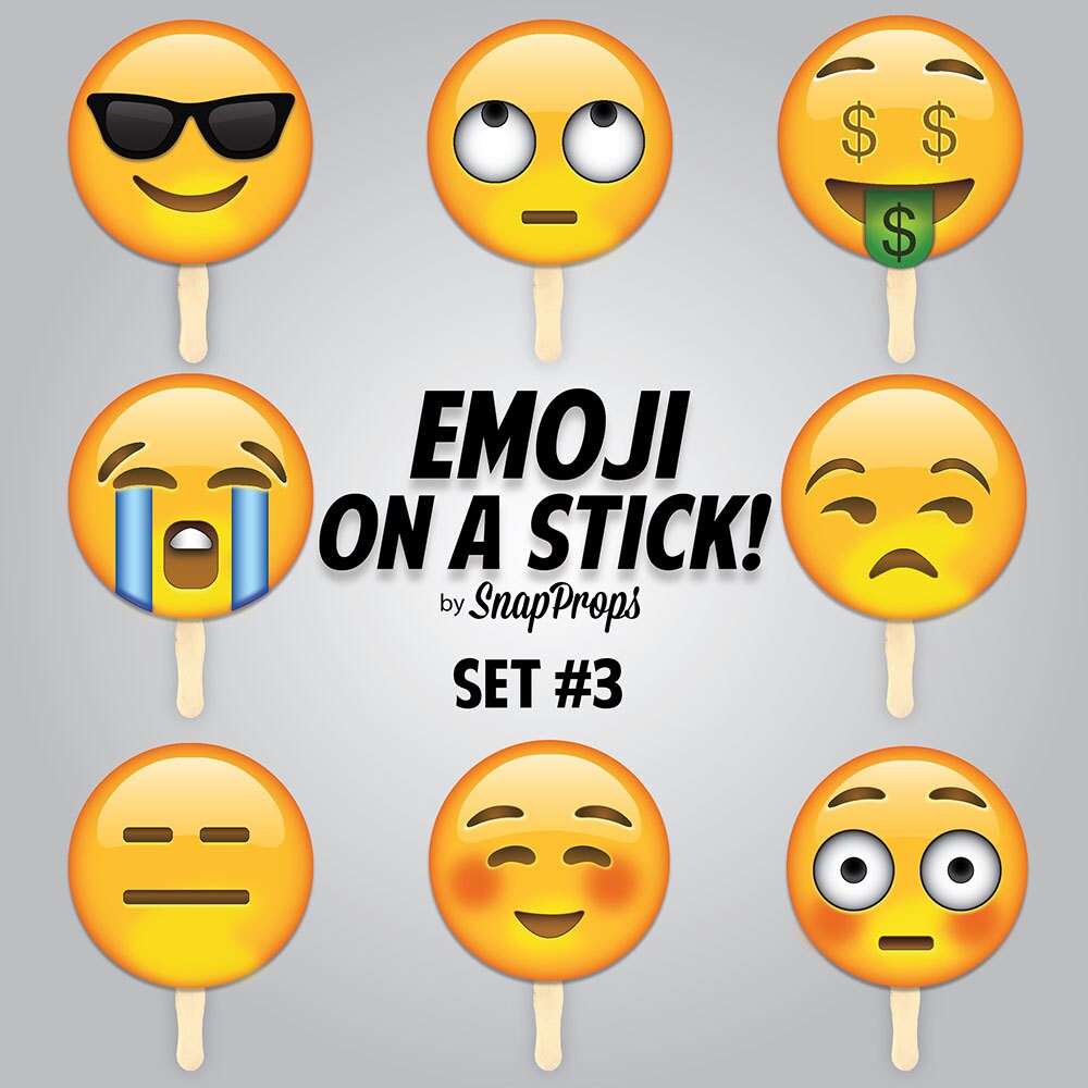 Weddings Photo Booth Props ~ Set of 3 Large Emoji Photo Booth Props ...