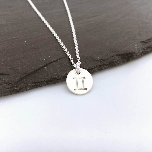 Sterling Silver Gemini Birth Sign Necklace - Etsy