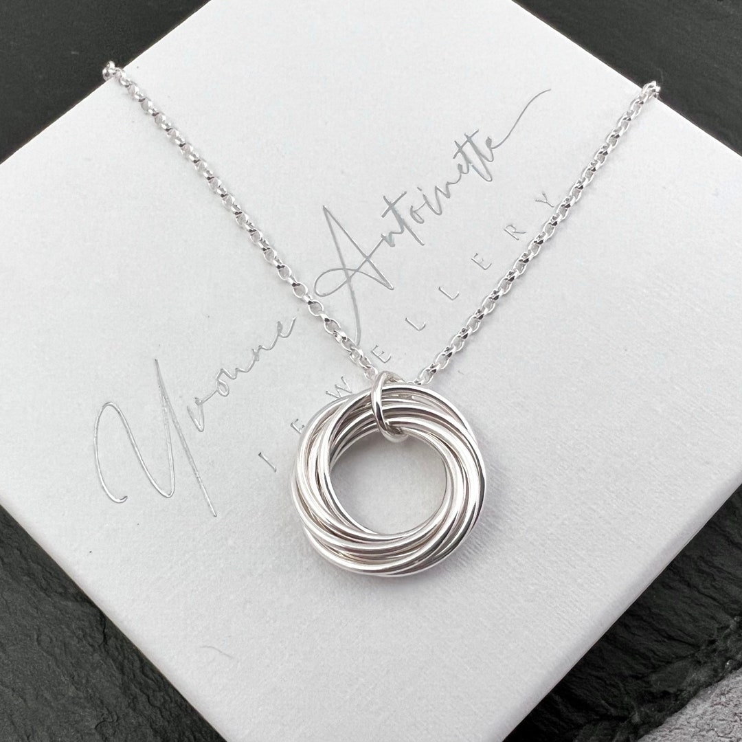 80th Birthday Gift, Sterling Silver 8 Ring Necklace, 8 Year Anniversary ...