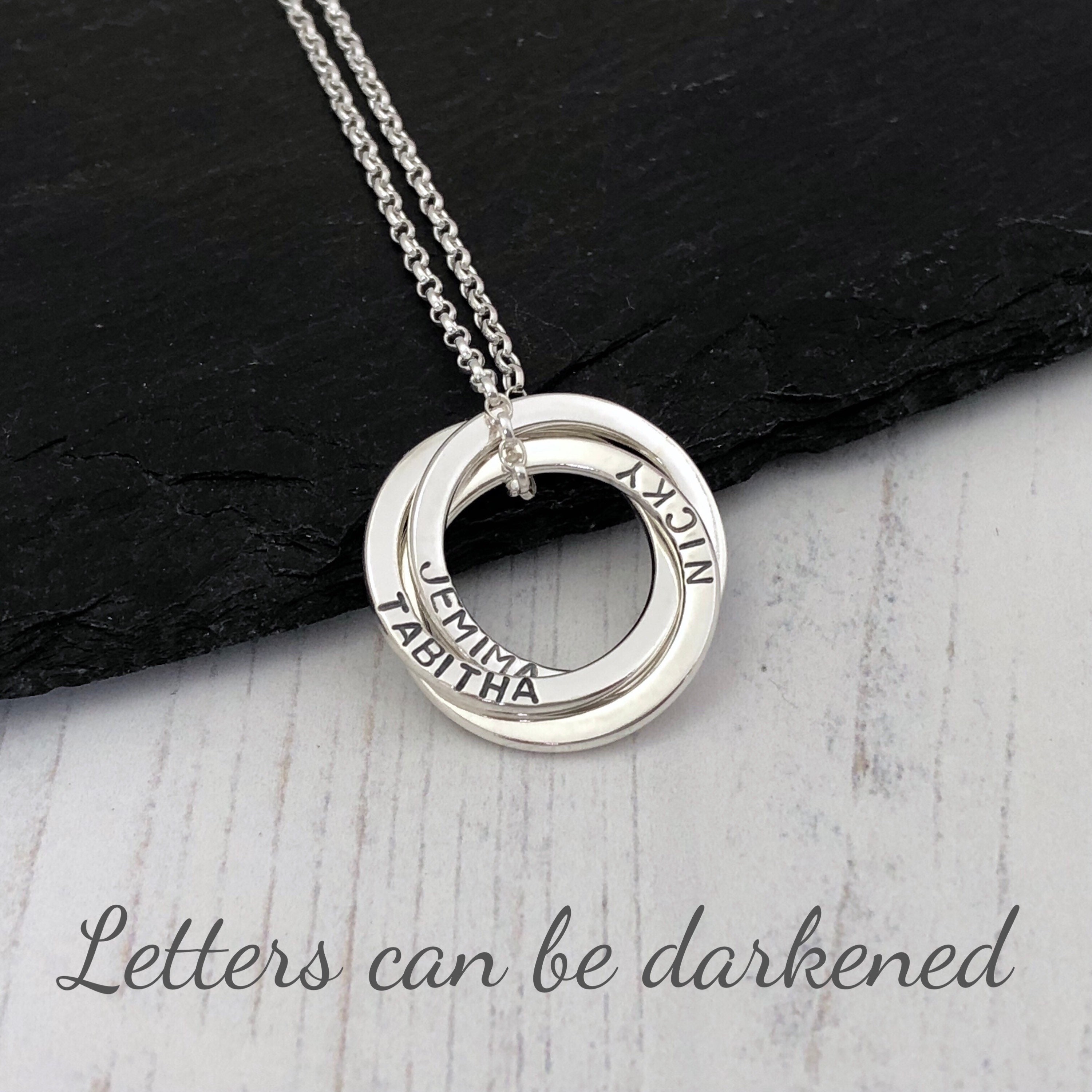 Personalised 4 Ring Name Necklace Mother's Day Gift | Etsy UK
