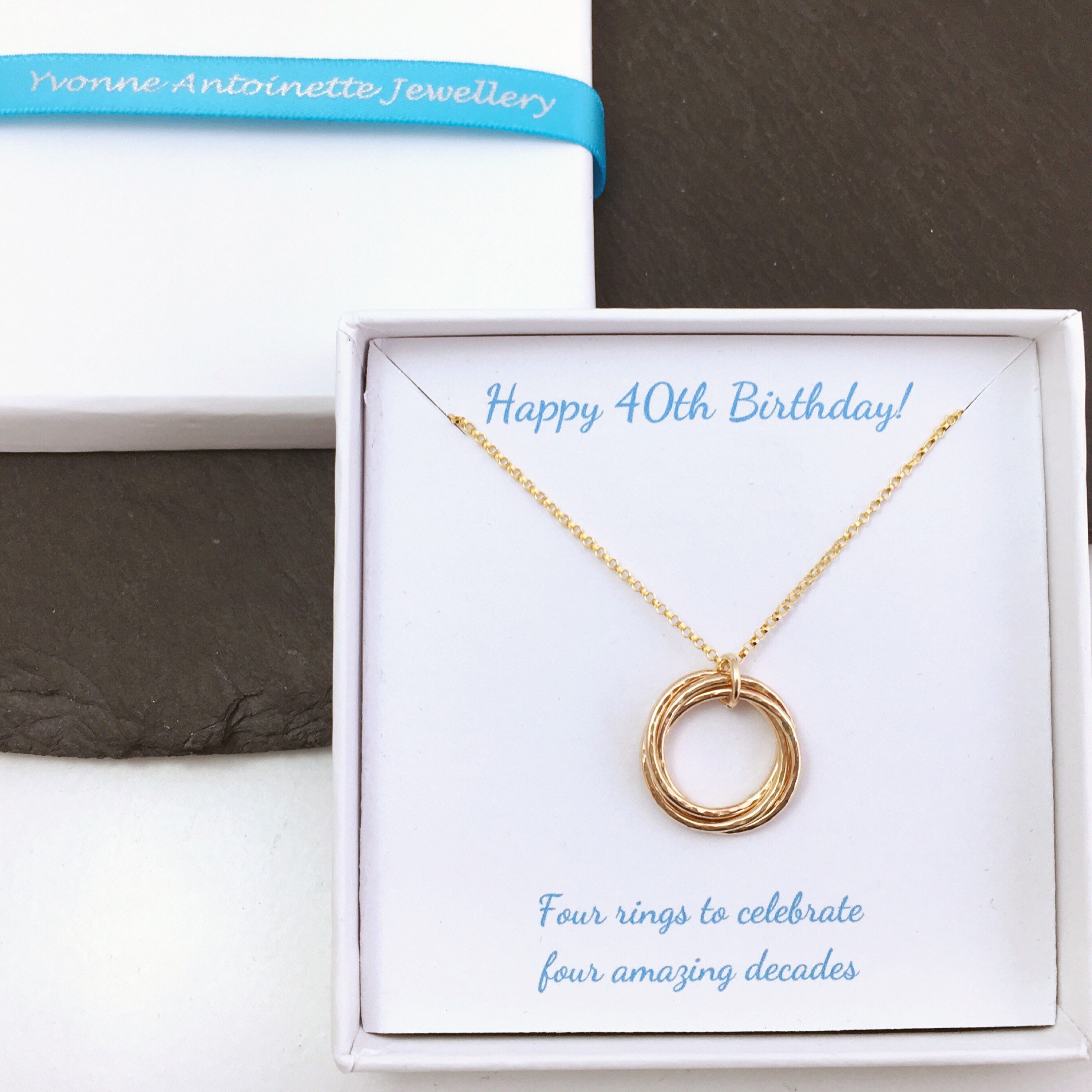 40th Birthday Gift Gold Filled 4 Linked Ring Necklace Gold | Etsy