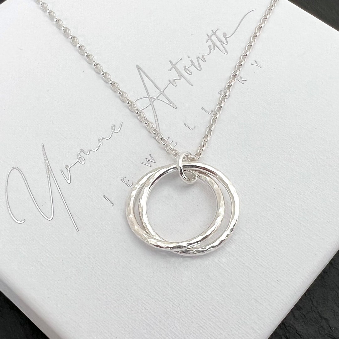 Sterling Silver Linked Two Ring Necklace, Birthday Gift for Her ...