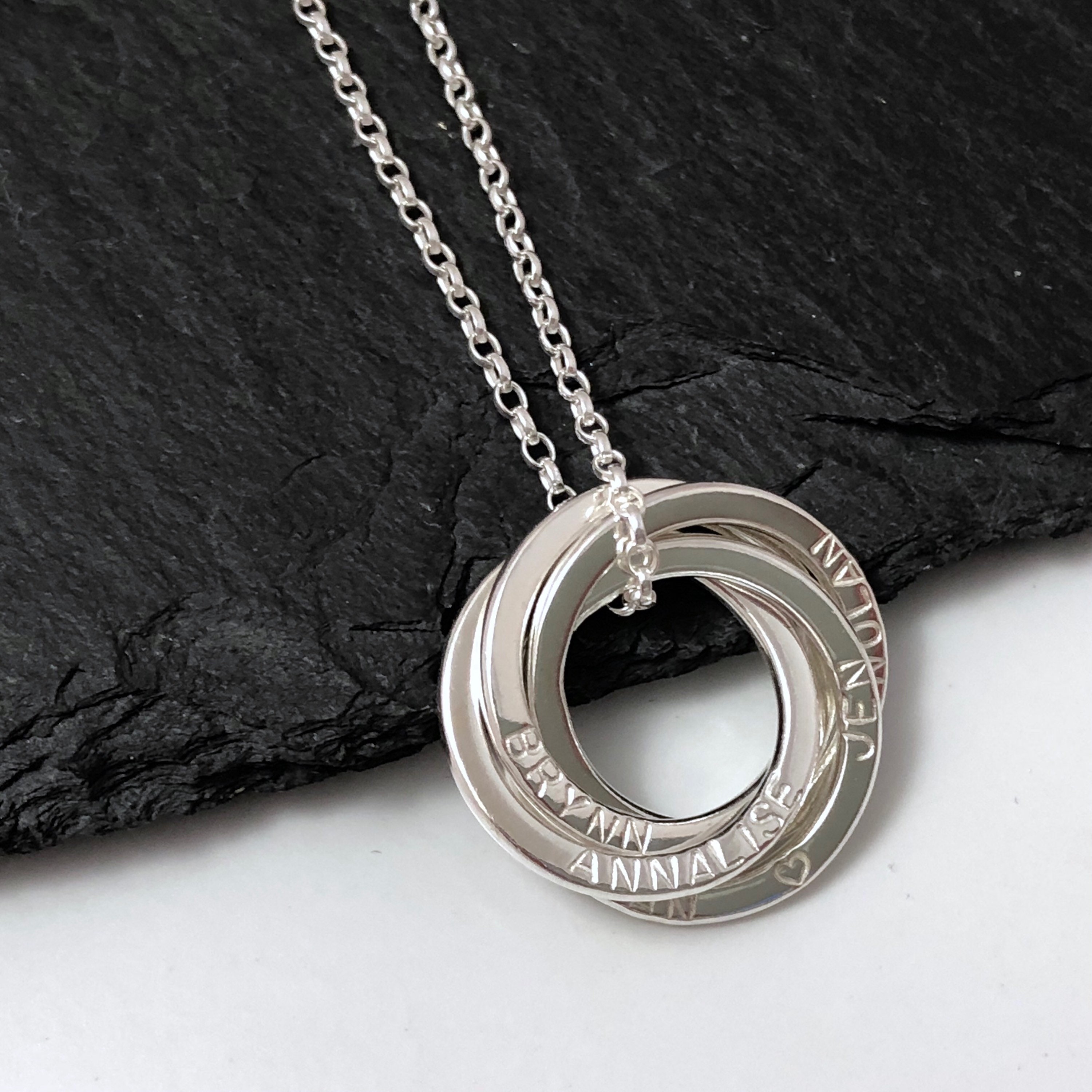 Personalised 4 Ring Name Necklace Mother's Day Gift | Etsy UK