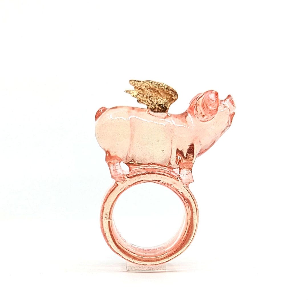 Flying Pig Ring - 3D Pig Ring - Etsy