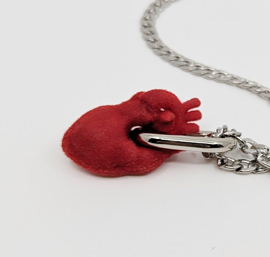 Red Velvet Necklace- 3D Velvet Heart - Etsy