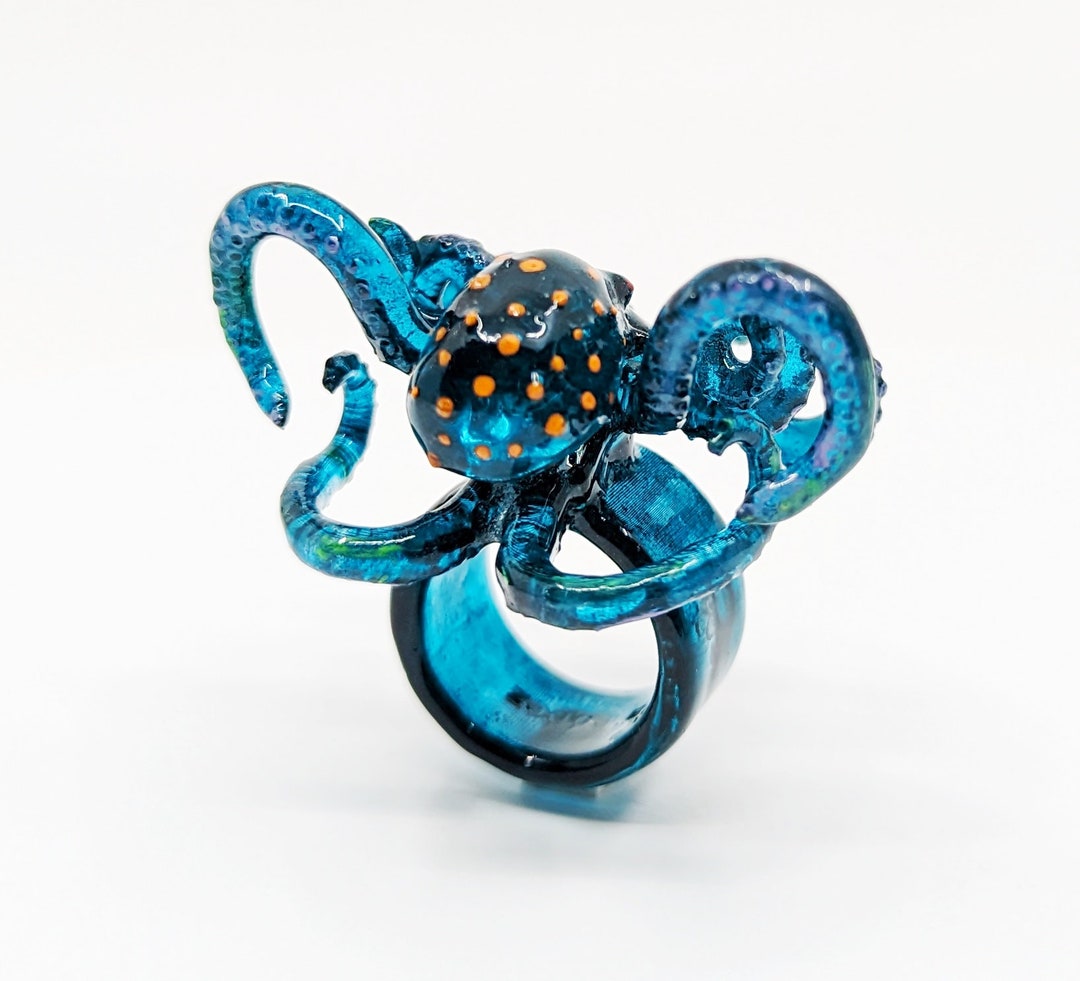 Octopus Ring- 3D Clear Color Octopus - Etsy