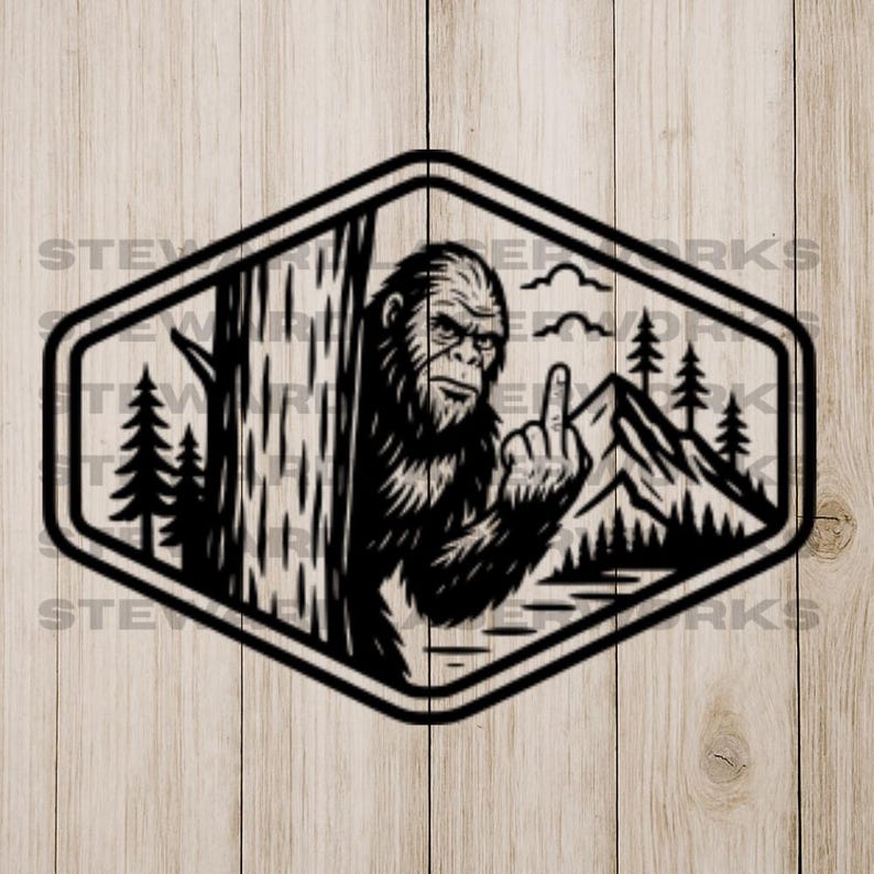 Bigfoot Middle Finger SVG Digital File Hat Patch Design *not a Physical ...