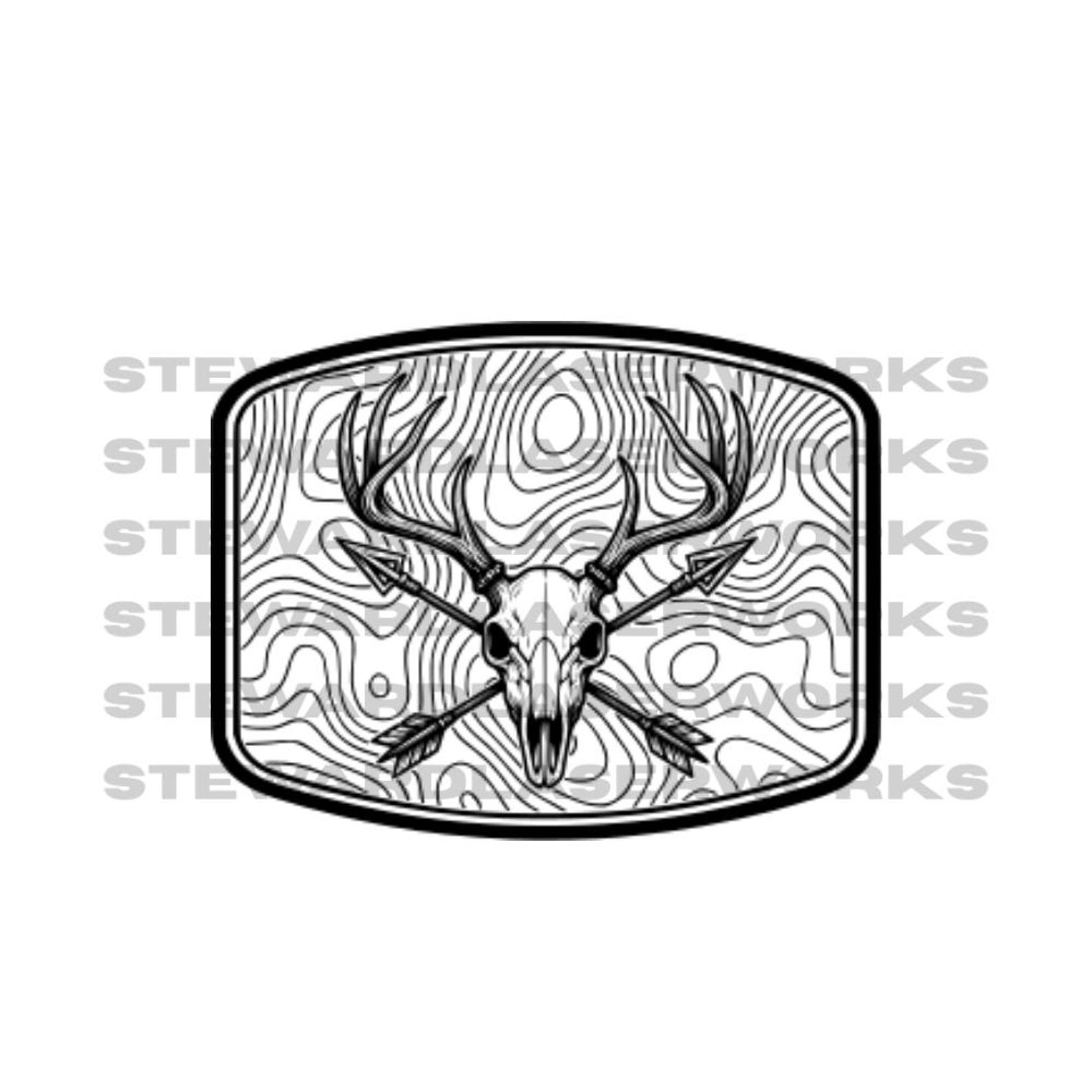 Whitetail Buck Skull Topo Map SVG Digital File Hat Patch Design *not a ...