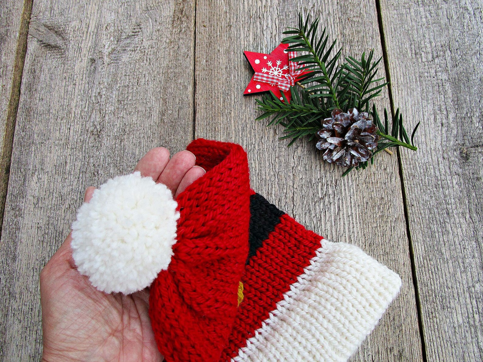Knit Christmas Hat Knit Santa Hat Red Christmas Hat Photo Prop Santa ...