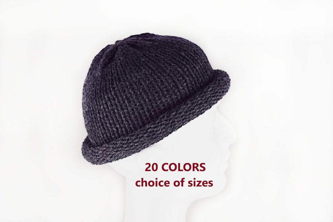Roll up Beanie Knit Bowler Hat Watch Cap Roll Beanie Mens Wool Hat ...