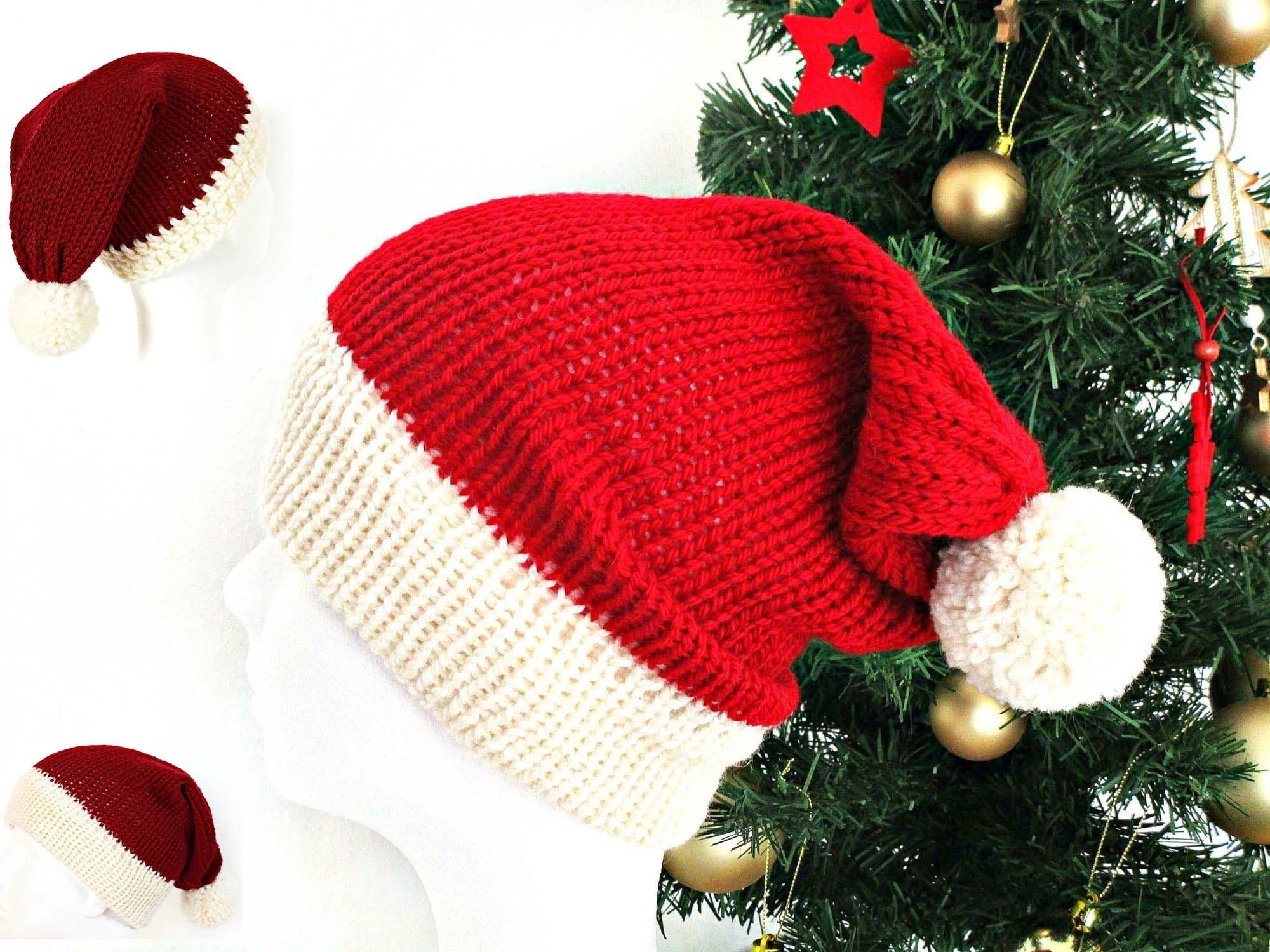 Santa Hat Knit Christmas Hat Santa Claus Hat Big Head Santa | Etsy