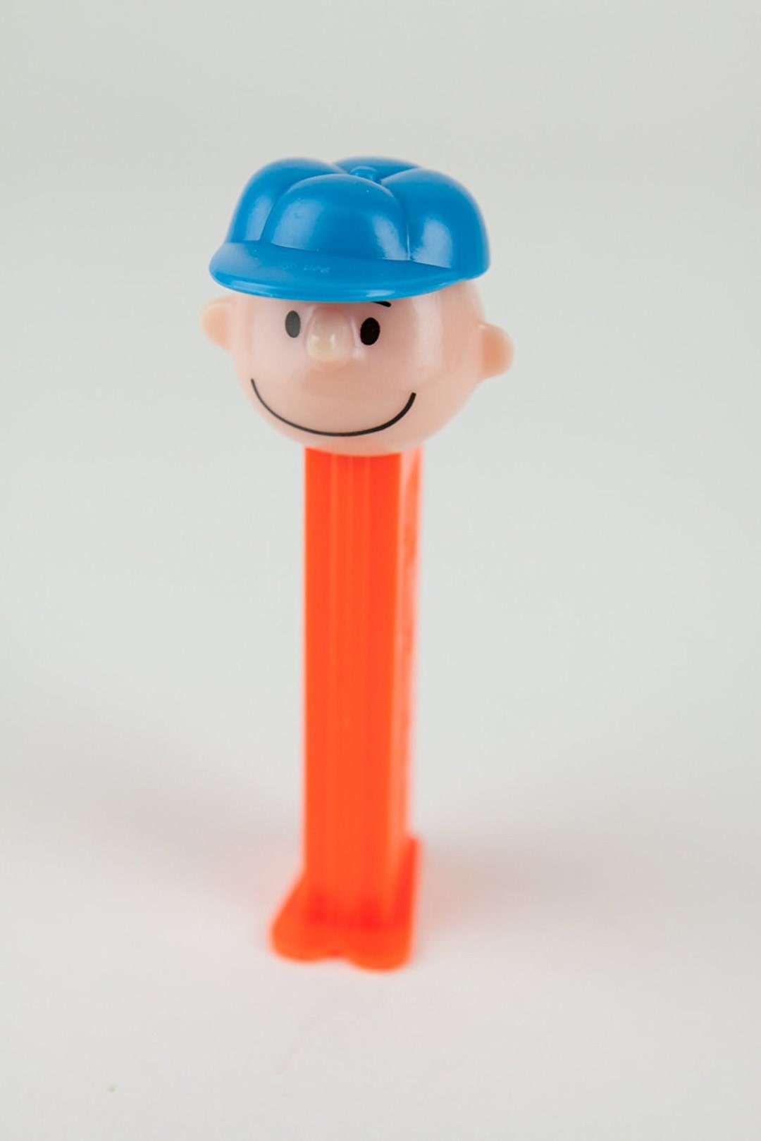 Charlie Brown PEZ - Blue Hat / Cap - Orange Container - Wide Smile on ...
