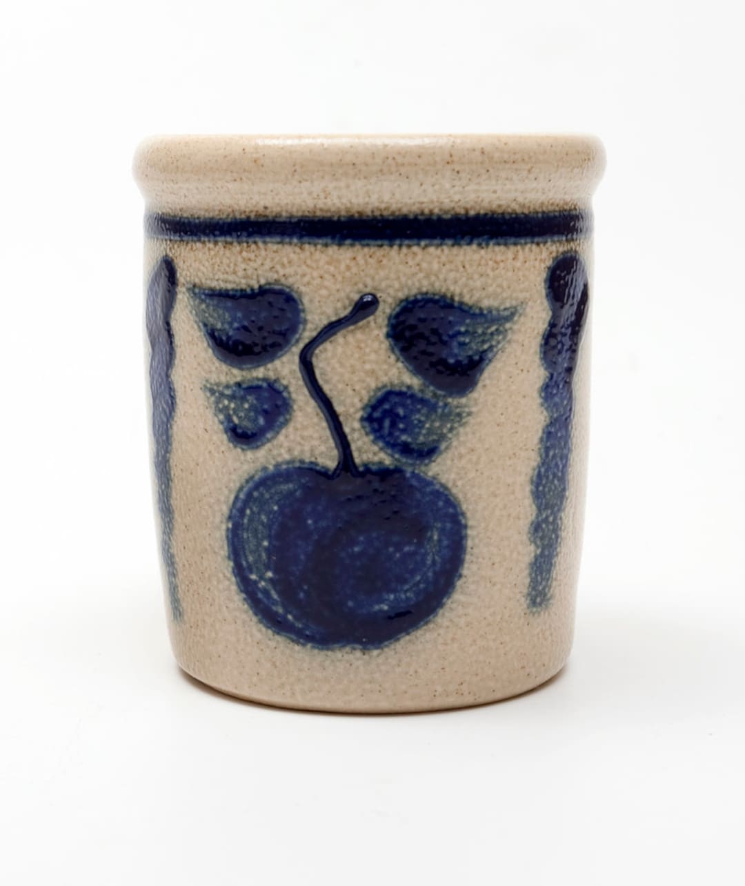 Salt Glaze Pottery Jar W Blue Cherry Detailing - Midwest Find - Imprint ...