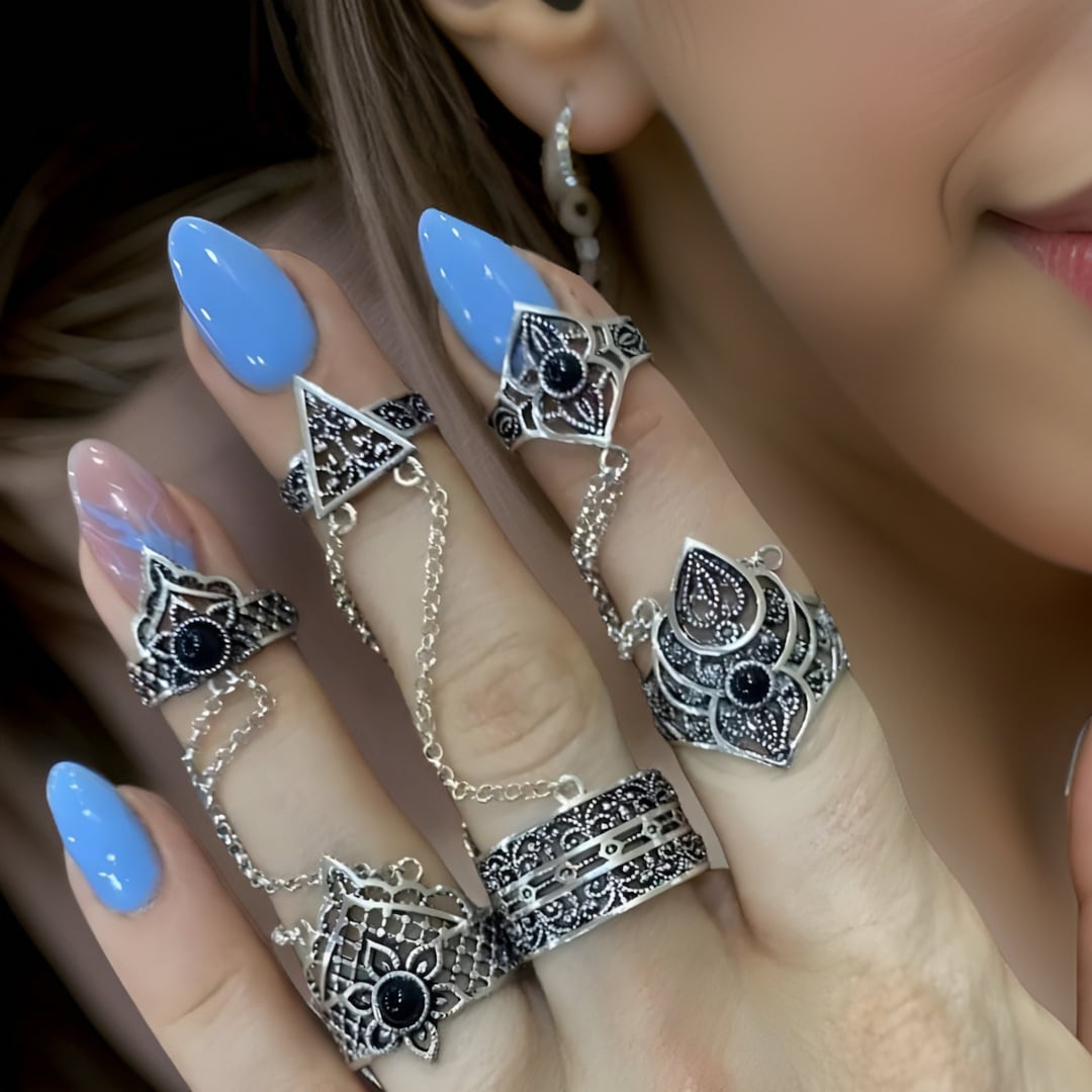 Medieval Double Finger Chain Ring - Game of Thrones Inspired - Sterling ...